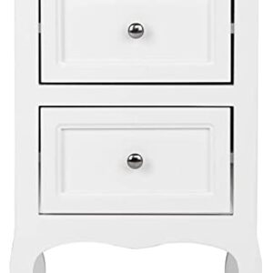 CIPACHO White Nightstands with 2 Drawers, End Table for Bedrooms, Small Bed Side Table/Night Stand for Small Spaces, College Dorm, Kids’ Room, Living Room