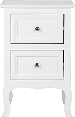 CIPACHO White Nightstands with 2 Drawers, End Table for Bedrooms, Small Bed Side Table/Night Stand for Small Spaces, College Dorm, Kids’ Room, Living Room