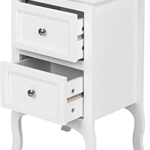 CIPACHO White Nightstands with 2 Drawers, End Table for Bedrooms, Small Bed Side Table/Night Stand for Small Spaces, College Dorm, Kids’ Room, Living Room