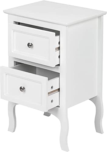 CIPACHO White Nightstands with 2 Drawers, End Table for Bedrooms, Small Bed Side Table/Night Stand for Small Spaces, College Dorm, Kids’ Room, Living Room