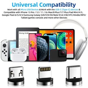 540° Rotation Magnetic Charging Cable, 3 in 1 Magnetic Phone Charger [4-Pack, 3ft/3ft/6ft/10ft] 3A Fast Charging Cable Support Data Transfer USB Magnet Charger Cable for iPhone/Micro USB/Type C Device