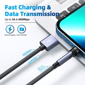 540° Rotation Magnetic Charging Cable, 3 in 1 Magnetic Phone Charger [4-Pack, 3ft/3ft/6ft/10ft] 3A Fast Charging Cable Support Data Transfer USB Magnet Charger Cable for iPhone/Micro USB/Type C Device