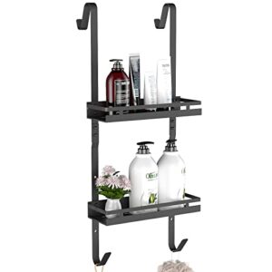 lttdouk over the door shower caddy, hanging shower organizer stainless steel bathroom storage rack,rustproof hanging storage shelves with baskets (2-tier, black)