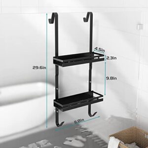 LTTDOUK Over the Door Shower Caddy, Hanging Shower Organizer Stainless Steel Bathroom Storage Rack,Rustproof Hanging Storage Shelves with Baskets (2-Tier, Black)