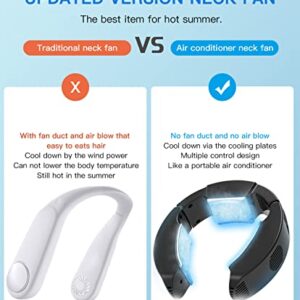 THOUSTA Neck Fan Portable Air Conditioner Bladeless Neck Fan with 3 Cooling Plates Two Speed Adjusted Portable Fan USB Fan with 10000mAh Power Bank (NO BATTERY IN THE FAN) Black