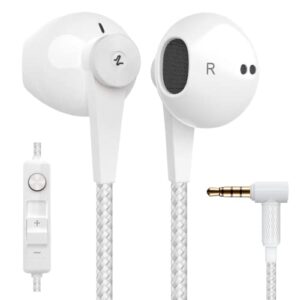 ludos nexus wired earbuds in-ear headphones, earphones with microphone, 5 year warranty, 3.5mm earphones plug in ear buds, videoconference, calls compatible with iphone, android, laptop, chromebook