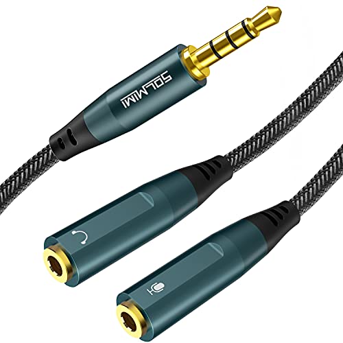 SOLMIMI 1/4 to 3.5mm Headphone Jack Adapter, 1/4 to 1/8 6.35mm Male to 3.5mm Female TRS Stereo Adapter Headset Adapter, 3.5mm TRRS to Dual 3.5mm Audio Mic, Headphone Y Splitter