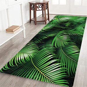 matekuli long runner rug,tropical exotic palm tree leaves branches botanical jungle garden nature,non-slip floor carpet hallway doormat entrance door mats washable area kitchen rugs