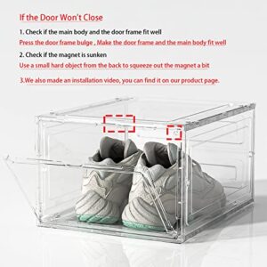 Upgrade Solid Shoe Storage Boxes, 6 Pack Shoe Box Clear Plastic Stackable, Shoe Organizer Box, Drop Front Shoe Box, Plastic Display Shoe Boxes, Shoe Containers for Sneaker Storage Up to US Size 12