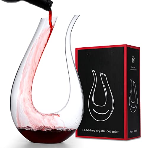 VASFFG Wine Decanter,U-shaped design can provide powerful ventilation effect. Use lead-free crystal glass, hand-blown red wine Decanter/carafe