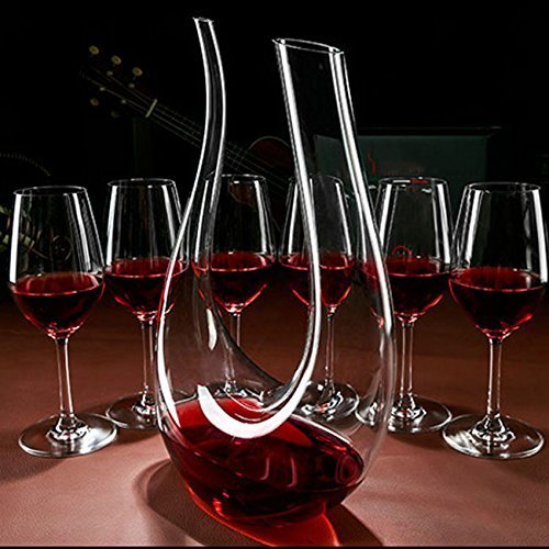 VASFFG Wine Decanter,U-shaped design can provide powerful ventilation effect. Use lead-free crystal glass, hand-blown red wine Decanter/carafe