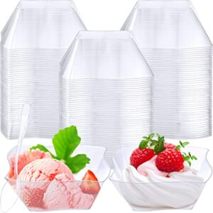 suclain 200 pack 5 oz clear plastic dessert cups parfait appetizer plates bowls clear dessert bowls mini clear cups wedding appetizer bowls with 200 pack spoons for wedding party