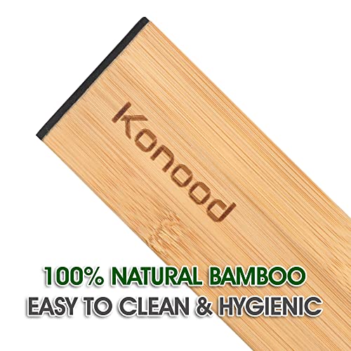 Konood Bamboo Drawer Divider Organizer - Drawer Organizer for Kitchen, Bedroom, Dresser, and Bathroom, Expandable 11.6 - 16.9 Inches, Fits Drawer Width between 12.5 inches to 16.0 inches, Set of 4