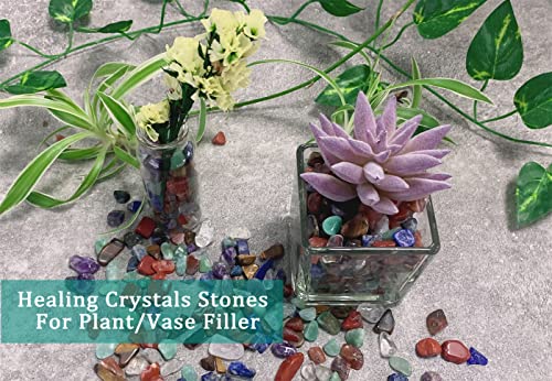 MAIBAOTA Natural 7 Chakra Crystal Quartz Rocks Chips Vase Filler Rocks for Succulent Plant Small Fish Tank Aquarium Gravel Decorative Pebbles Stones(200 gram)