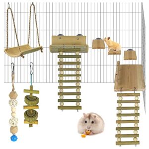 hamster guinea pig toys, hamster rat gerbil mice cage accessories platform with ladder, hamster climbing toys jumping board playground for syrian dwarf hamsters and small animals