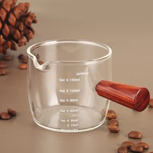 BCnmviku Espresso Shot Glass 150ML/5OZ Triple Pitcher Barista Single Spouts With Wood Handle (1)