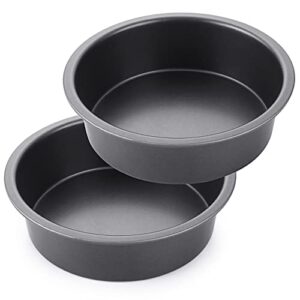 hongbake round cake pan set for baking, 8 inch, nonstick circle cake pans with wider grips, 2 pieces layer cake tin, cheesecake mold, huty duty, dishwasher safe - grey