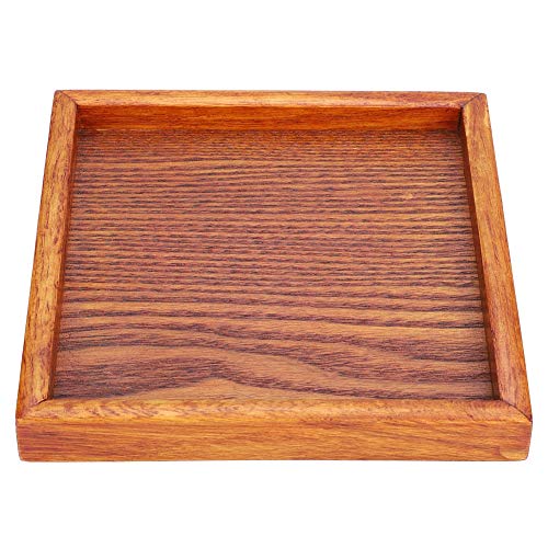 Small Ottoman Tray, Coffee Table Tray, Wood Square Solid Serving Tray for Drinks and Food (4.92 * 4.92 * 0.78 inch)