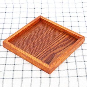 Small Ottoman Tray, Coffee Table Tray, Wood Square Solid Serving Tray for Drinks and Food (4.92 * 4.92 * 0.78 inch)