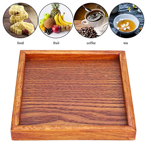 Small Ottoman Tray, Coffee Table Tray, Wood Square Solid Serving Tray for Drinks and Food (4.92 * 4.92 * 0.78 inch)