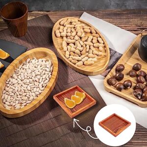 Small Ottoman Tray, Coffee Table Tray, Wood Square Solid Serving Tray for Drinks and Food (4.92 * 4.92 * 0.78 inch)