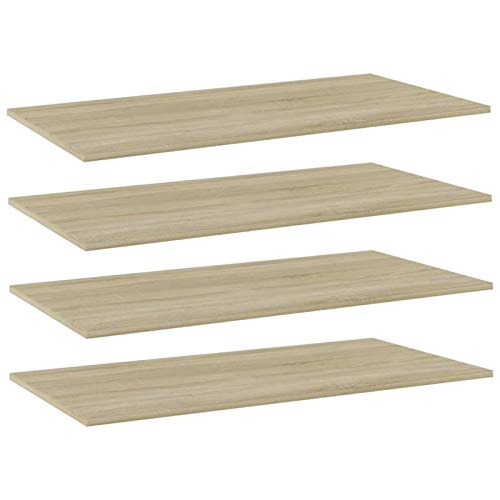 Tidyard 4 Piece Bookshelf Boards Chipboard Replacement Panels Storage Organizer Display Shelves Sonoma Oak for Bookcase, Storage Cabinet 39.4 x 19.7 x 0.6 Inches (W x D x H)