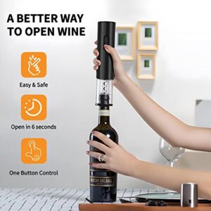 FYY Electric Wine Opener, Electric Wine Bottle Openers with Foil Cutter, Battery Operated Automatic Electric Wine Opener for Wine Lovers Gift Home Kitchen Party Bar Wedding Black