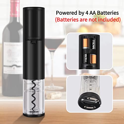 FYY Electric Wine Opener, Electric Wine Bottle Openers with Foil Cutter, Battery Operated Automatic Electric Wine Opener for Wine Lovers Gift Home Kitchen Party Bar Wedding Black