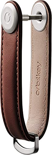 Orbitkey Leather Key Organizer Espresso with Brown Stitching Bottle Opener Compatible Key Organizer & Key Ring