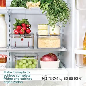 iDesign The Spruce 3-Piece Plastic Refrigerator Organizer Bin Set with Lids, Clear/Gray