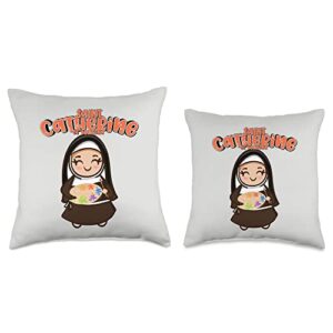 Happy Catholics St Catherine of Bologna Patron Saint Artists Cute Catholic Throw Pillow, 18x18, Multicolor