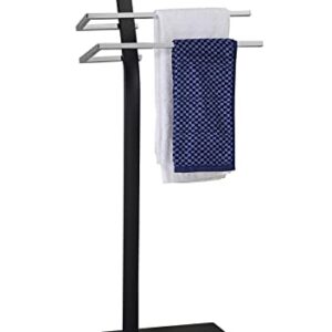 KB Designs - Modern Metal Freestanding Bathroom Towel Rack Stand, Black/Chrome