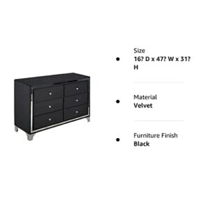 Better Home Products Monica Velvet Upholstered Double Dresser in Black