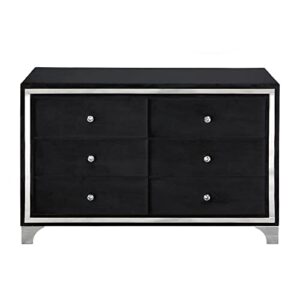 Better Home Products Monica Velvet Upholstered Double Dresser in Black