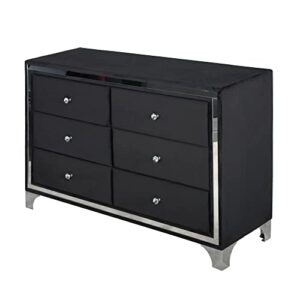 Better Home Products Monica Velvet Upholstered Double Dresser in Black