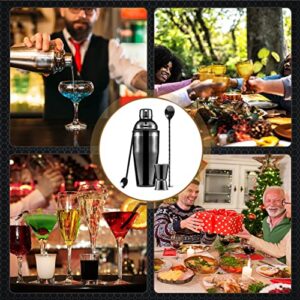 Purism Cocktail Shaker,4-Piece Stainless Steel Bartender Kit Essential Cocktail Bar Tool Set,25 oz Martini Shaker with a Built in Strainer lid &Manual of Recipe, Bar Set for Home Drink Mixing（Black）