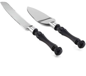 homi styles cake knife and server - wedding cake knife set - serving set for receptions, birthdays - cake cutting set - match the color to your event theme - cake knife and cutter (black)