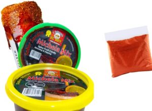 michela mix 2 pack michelada rimmer, rimming dip, michelada and fruit dip, chiltepin el rey (watermelon & mango)