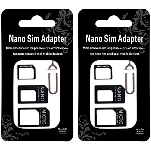 VIVP 2 Pcs SIM Card Adapter Kit - 4 in 1 Nano Micro Standard Converter Kit with Steel Tray Eject Pin 1