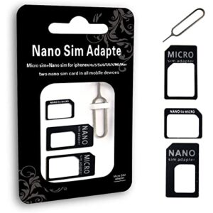 VIVP 2 Pcs SIM Card Adapter Kit - 4 in 1 Nano Micro Standard Converter Kit with Steel Tray Eject Pin 1