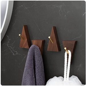 Klxsing Wood Wall Hook, Purse Hanger for Wall Cute Wall Hooks for Hanging Coats Hat Hangers Wall Mounted Modern Wall Hooks Black Metal Hooks for Wall Decorative Wall Hooks(2, Black Walnut Wood)