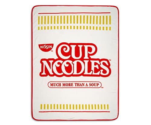 Nissin Cup Noodles Logo Microplush Throw Blanket | Super Soft Fleece Blanket, Cozy Sherpa Cover For Sofa And Bed, Home Decor Room Essentials | Instant Ramen Gifts And Collectibles | 45 x 60 Inches