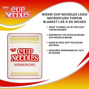 Nissin Cup Noodles Logo Microplush Throw Blanket | Super Soft Fleece Blanket, Cozy Sherpa Cover For Sofa And Bed, Home Decor Room Essentials | Instant Ramen Gifts And Collectibles | 45 x 60 Inches