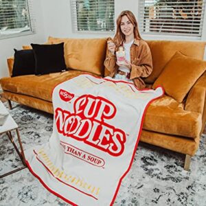 Nissin Cup Noodles Logo Microplush Throw Blanket | Super Soft Fleece Blanket, Cozy Sherpa Cover For Sofa And Bed, Home Decor Room Essentials | Instant Ramen Gifts And Collectibles | 45 x 60 Inches