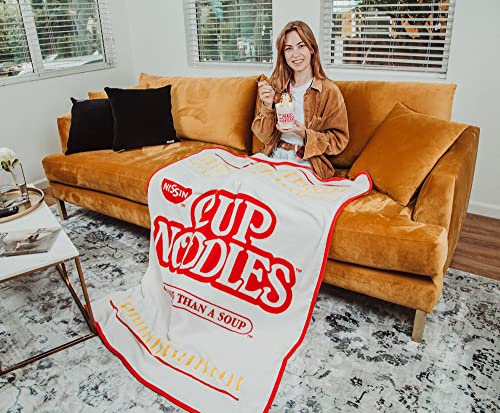 Nissin Cup Noodles Logo Microplush Throw Blanket | Super Soft Fleece Blanket, Cozy Sherpa Cover For Sofa And Bed, Home Decor Room Essentials | Instant Ramen Gifts And Collectibles | 45 x 60 Inches