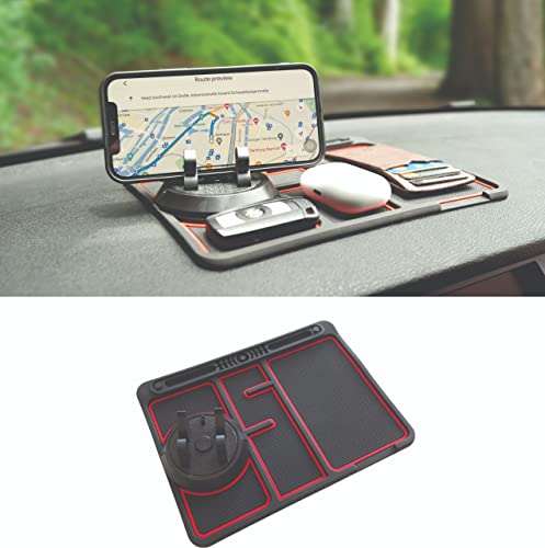 Uptrends Exchange 4-in-1 Non-Slip Phone Car Pad, Dashboard Phone Mat, 360 Degree Rotating Phone Holder, for Car Dash