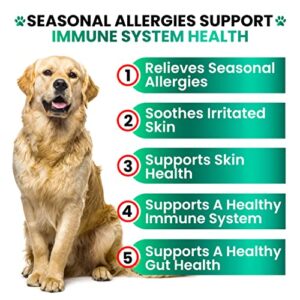 Dog Allergy Relief Chews - Dog Itch Relief - Probiotics, Omega 3 Fish Oil + Colostrum - Itchy Skin Relief - Seasonal Allergies - Anti Itch Support & Hot Spots - Immune Health Supplement - Made in USA