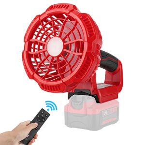 waxpar camping fan for craftsman fan cordless jobsite fan, usb floor fan industrial fan with light compatible with craftsman 14.4-20v li-ion battery, remote, 3 wind/brightness modes, timer