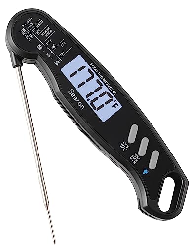 Searon Meat Thermometer,Digital Food Thermometer with Instant Read Out,Backlight and Waterproof,Kitchen Thermometer for BBQ Grilling, Smoker, Baking Turkey