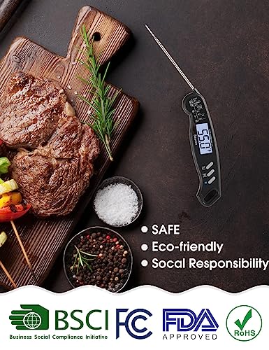 Searon Meat Thermometer,Digital Food Thermometer with Instant Read Out,Backlight and Waterproof,Kitchen Thermometer for BBQ Grilling, Smoker, Baking Turkey